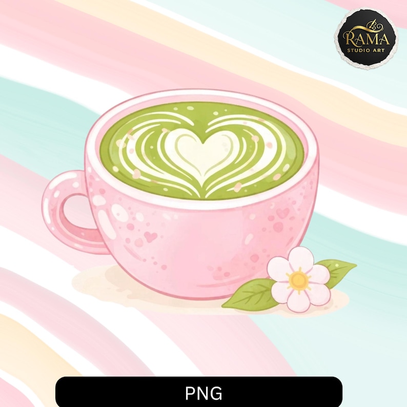 Matcha Clipart PNG Bundle, Kawaii Dessert Sublimation Design (digital ...