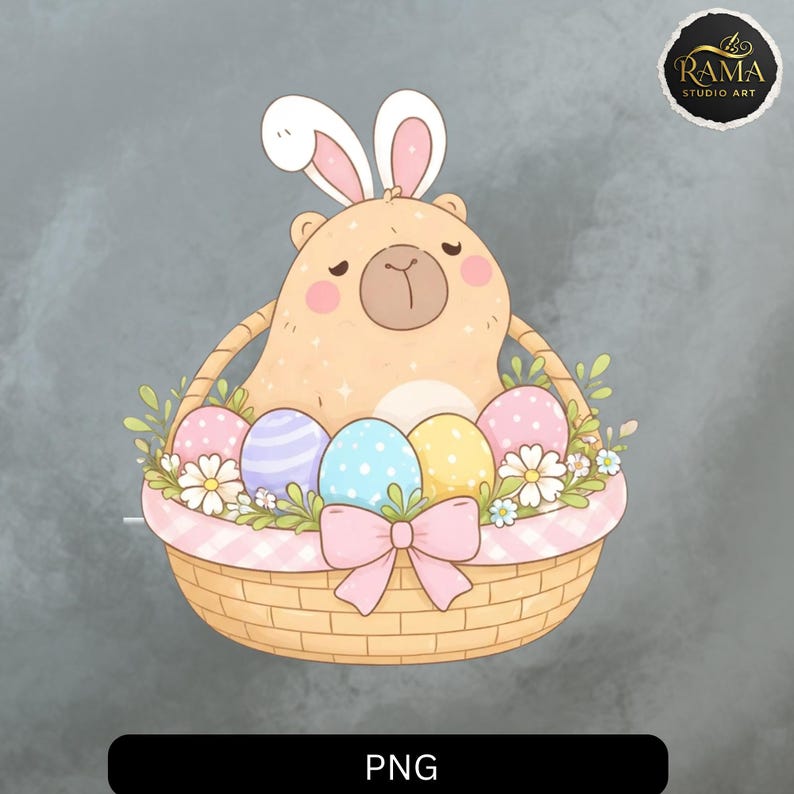 Spring Bear Clipart PNG Bundle, Easter Bunny Ear Teddy Bear, Floral Egg ...