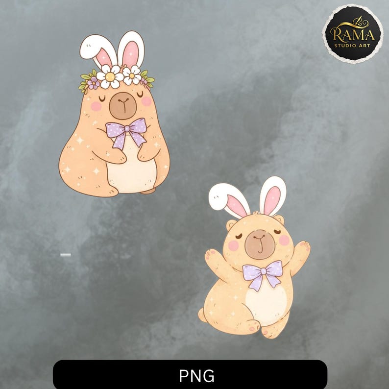 Spring Bear Clipart PNG Bundle, Easter Bunny Ear Teddy Bear, Floral Egg ...
