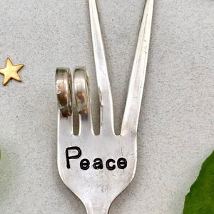 Garden Marker Sign, Peace Sign Made From Recycled Silver Plate FORK ...