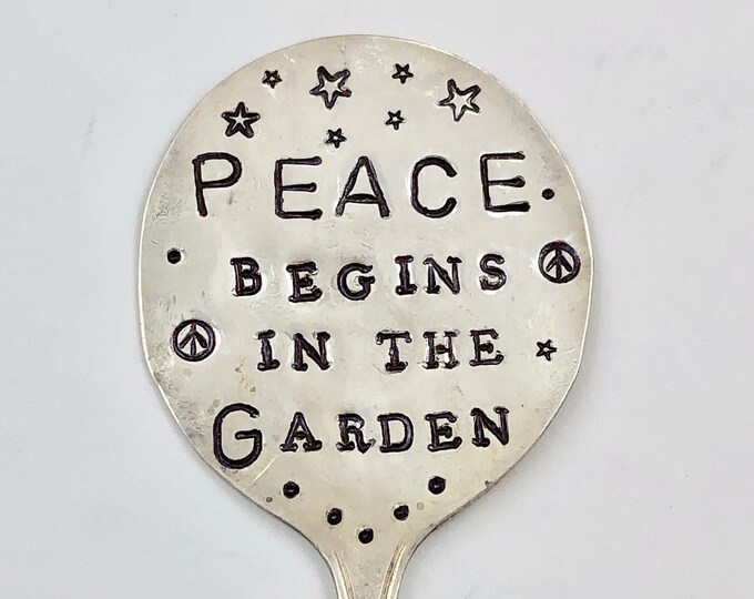 Garden Marker Peace Begins in the Garden Stamped Round SPOON - Etsy