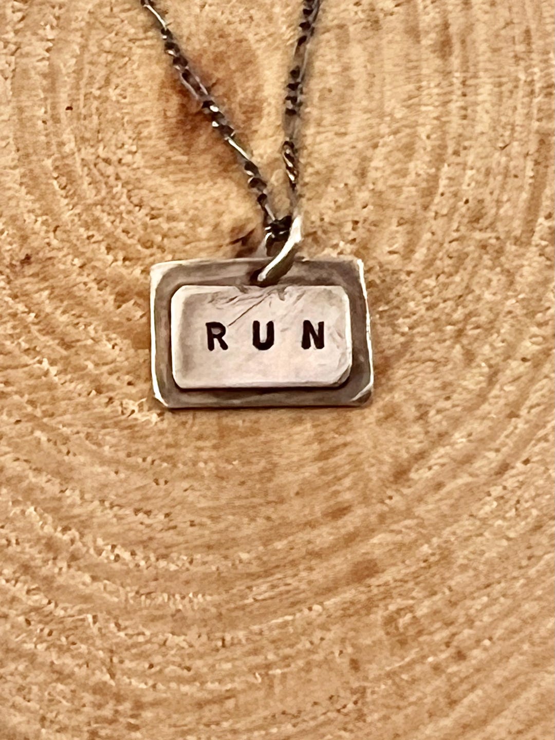 Sterling Silver RUN Necklace, 26.2 Marathon Gift, Hand Stamped Pendant ...
