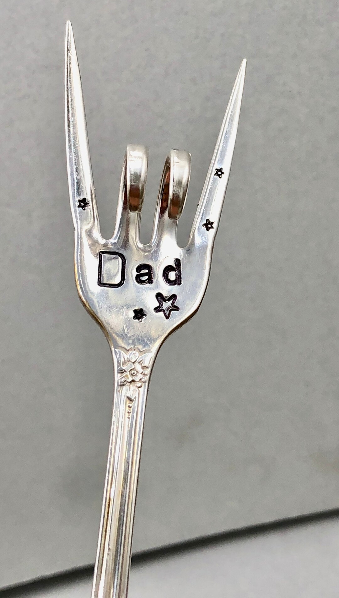 Stamped 'DAD' Fork Plant Marker: Rock N Roll Hand Gesture, Gardener ...
