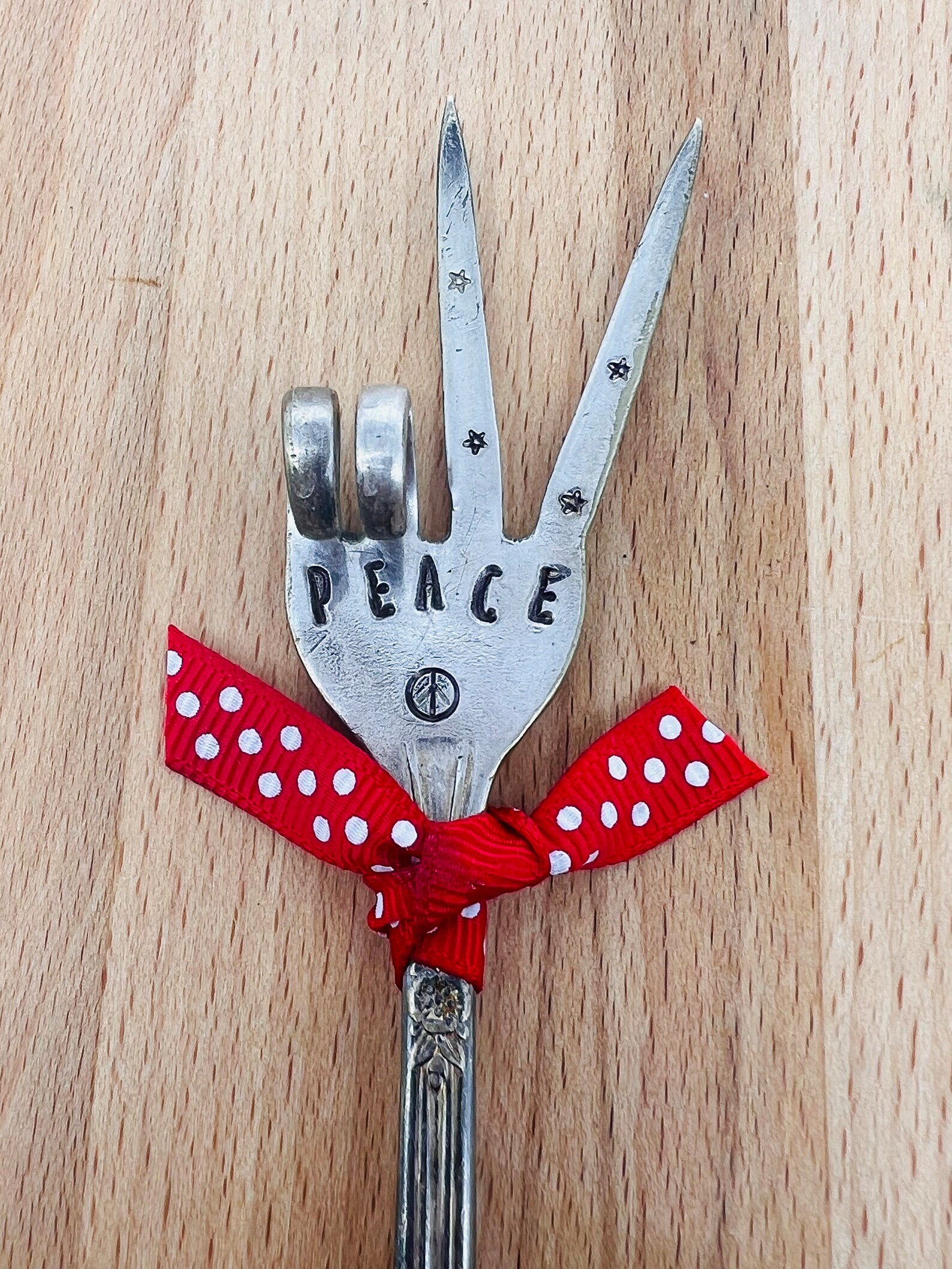 Hand Stamped PEACE Fork Plant Marker: Upcycled Garden Decor - Etsy