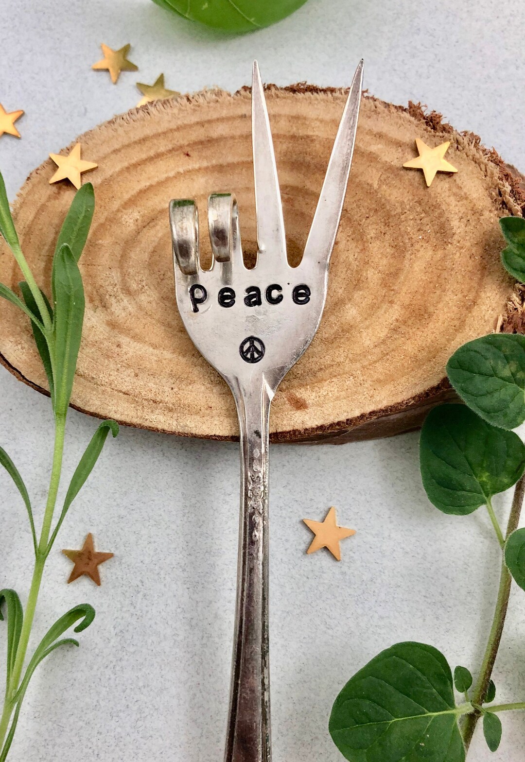 Hand Stamped Peace Sign Fork: Garden Plant Marker - Etsy