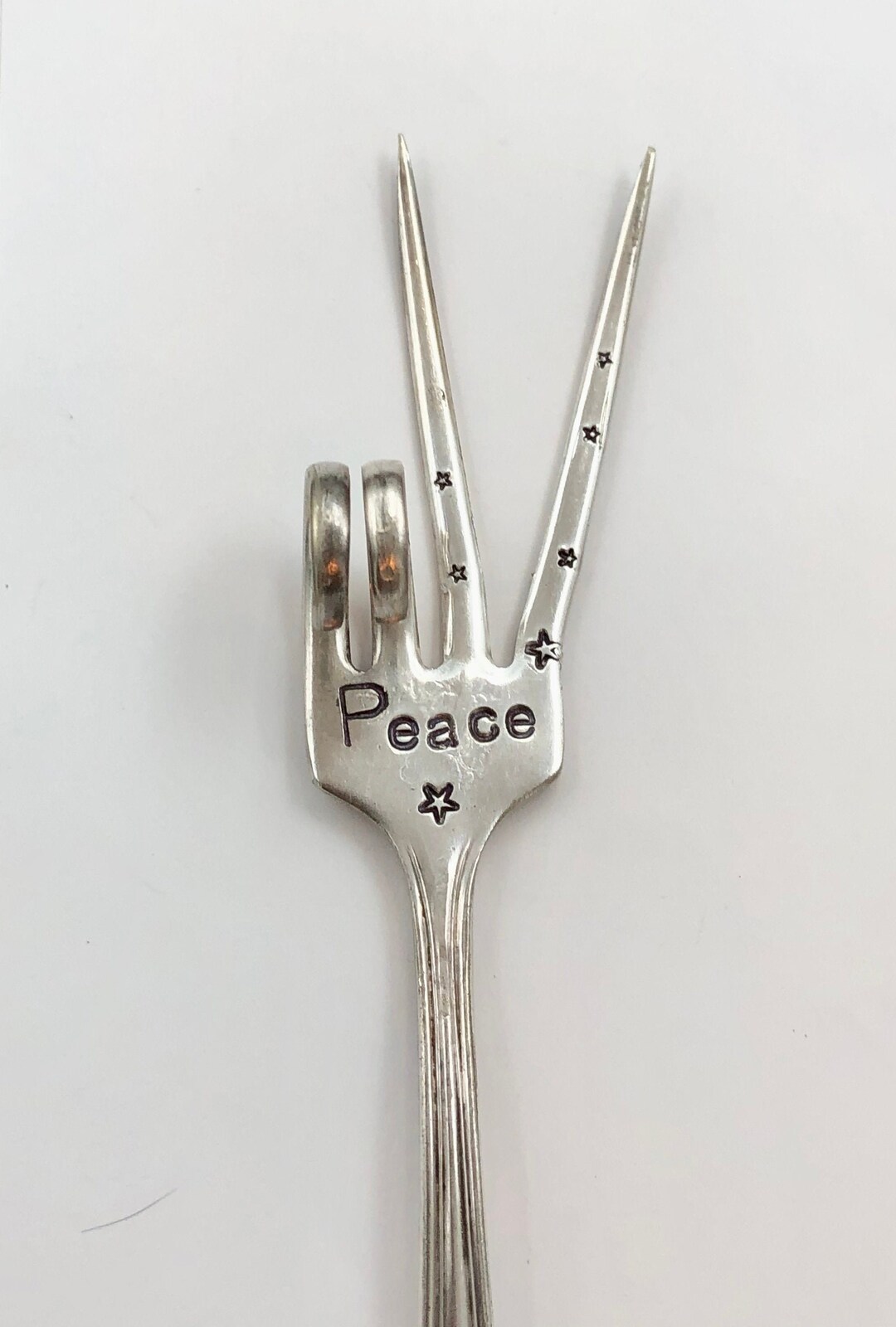 PEACE Sign Fork, Garden Marker With STARS, Plant Label Tag, Silver ...