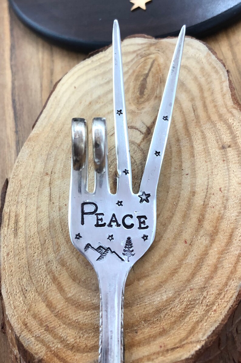 Garden Marker Sign Peace Sign With Mountains Trees Stars - Etsy