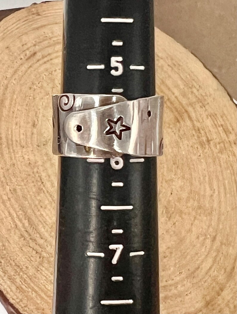 Lucky Stamped Sterling Silver Ring, Rustic Artisan Band, Size 5.5 - Etsy