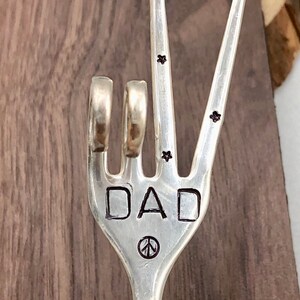 Plant Marker, DAD Peace Sign Fork, Stamped and Twisted - Etsy