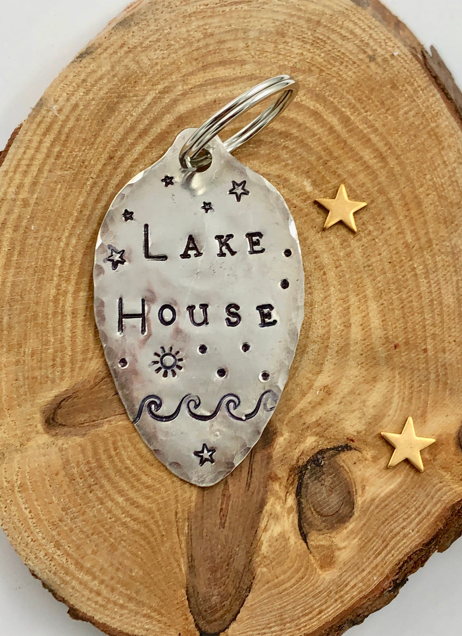 LAKE HOUSE Keychain Silver Plate Spoon Stamped Key Ring | Etsy