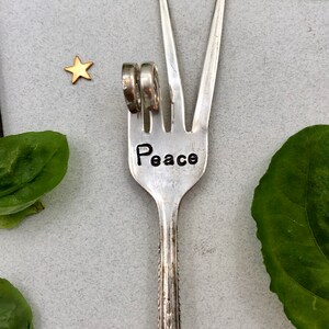 Garden Marker Sign, Peace Sign Made From Recycled Silver Plate FORK ...