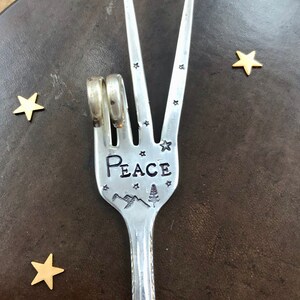 Garden Marker Sign, Peace Sign With Mountains Trees Stars, Cabin Forest ...