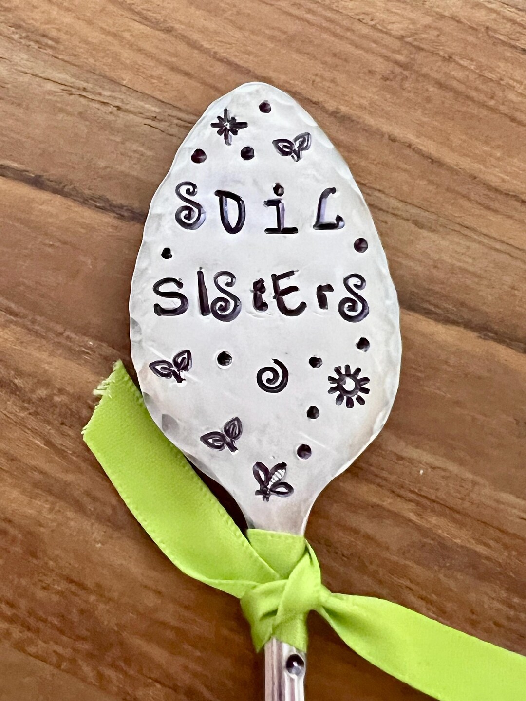 Hand Stamped Silver Plate Garden Marker: Soil Sisters Herb Plant Tag - Etsy