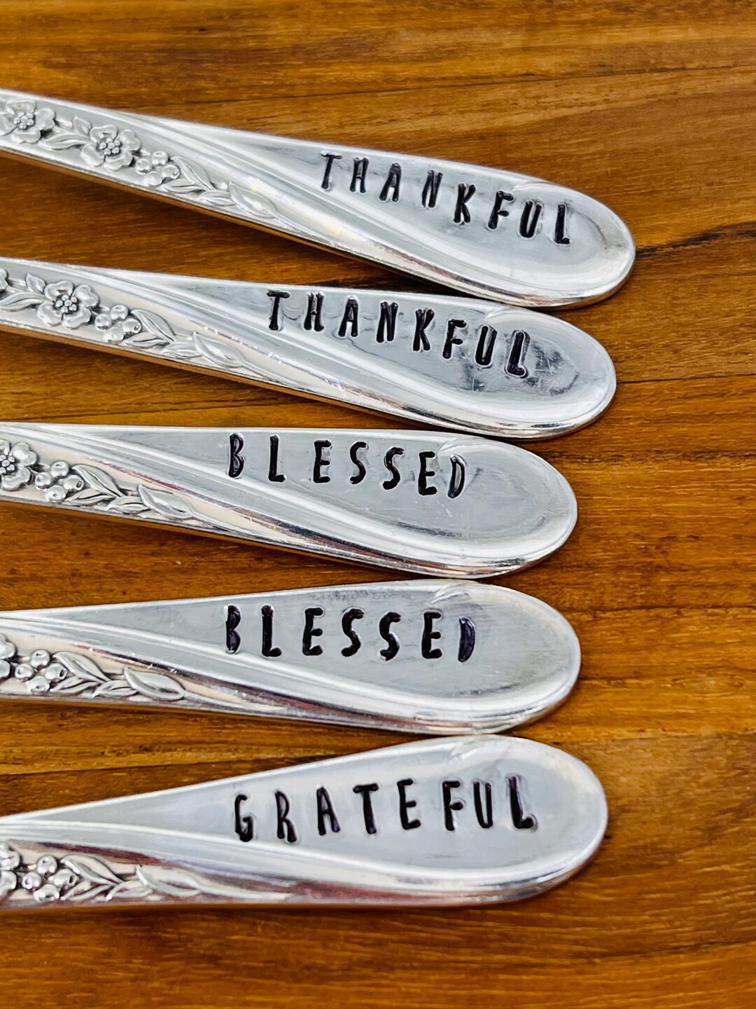 Forks Stamped, THANKFUL GRATEFUL or BLESSED Silver Plate for Table Use ...