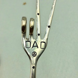 Plant Marker, DAD Peace Sign Fork, Stamped and Twisted - Etsy