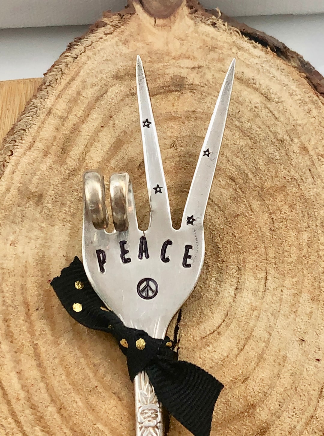 Plant Marker, Container Garden 'PEACE' Hand Stamped Fork, Peace Sign ...