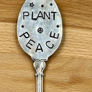 Hand Stamped 'plant Peace' Garden Marker: Vintage Silver Plate Spoon - Etsy