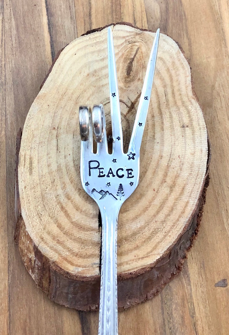 Garden Marker Sign Peace Sign With Mountains Trees Stars - Etsy