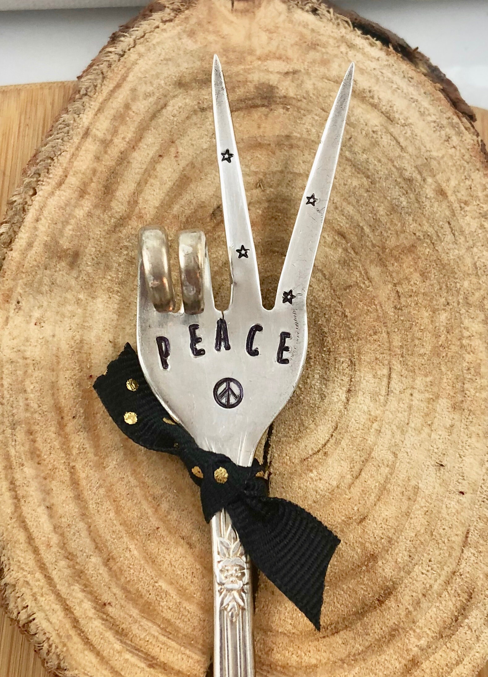 Hand Stamped PEACE Fork Plant Marker: Upcycled Garden Decor - Etsy