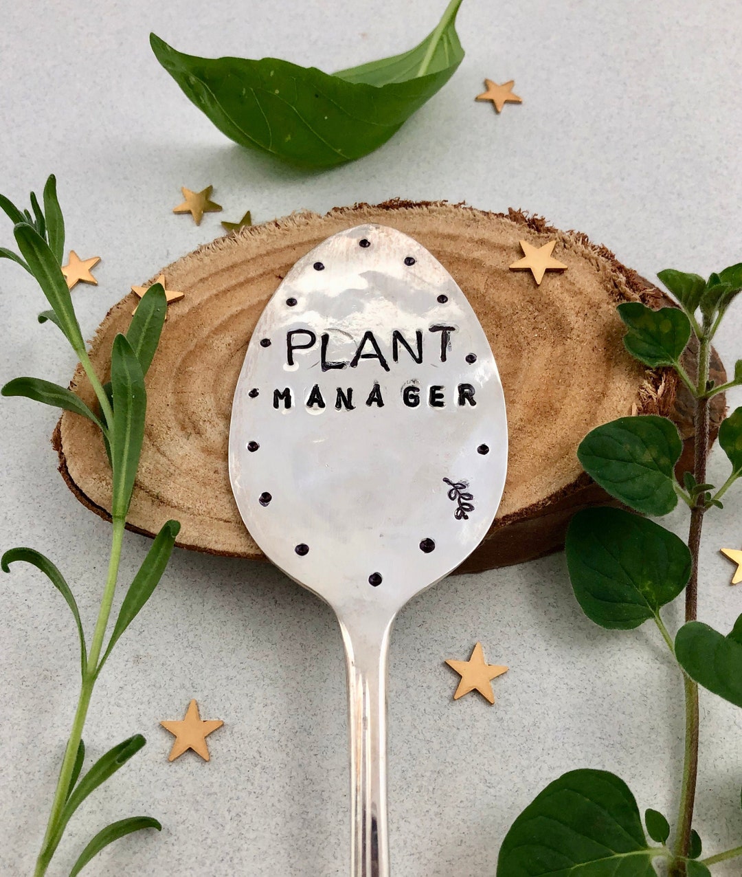 Garden Marker Stamped Spoon, PLANT MANAGER Funny Plant Label, Flower ...