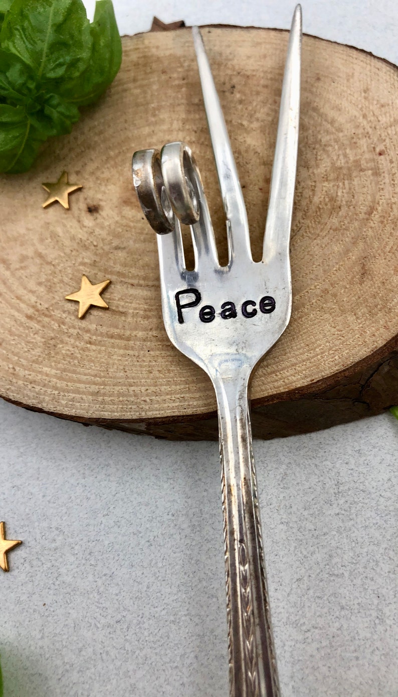 Garden Marker Sign Stamped PEACE SIGN FORK Gardening Flower | Etsy
