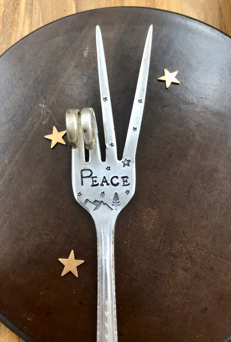 Garden Marker Sign Peace Sign With Mountains Trees Stars | Etsy