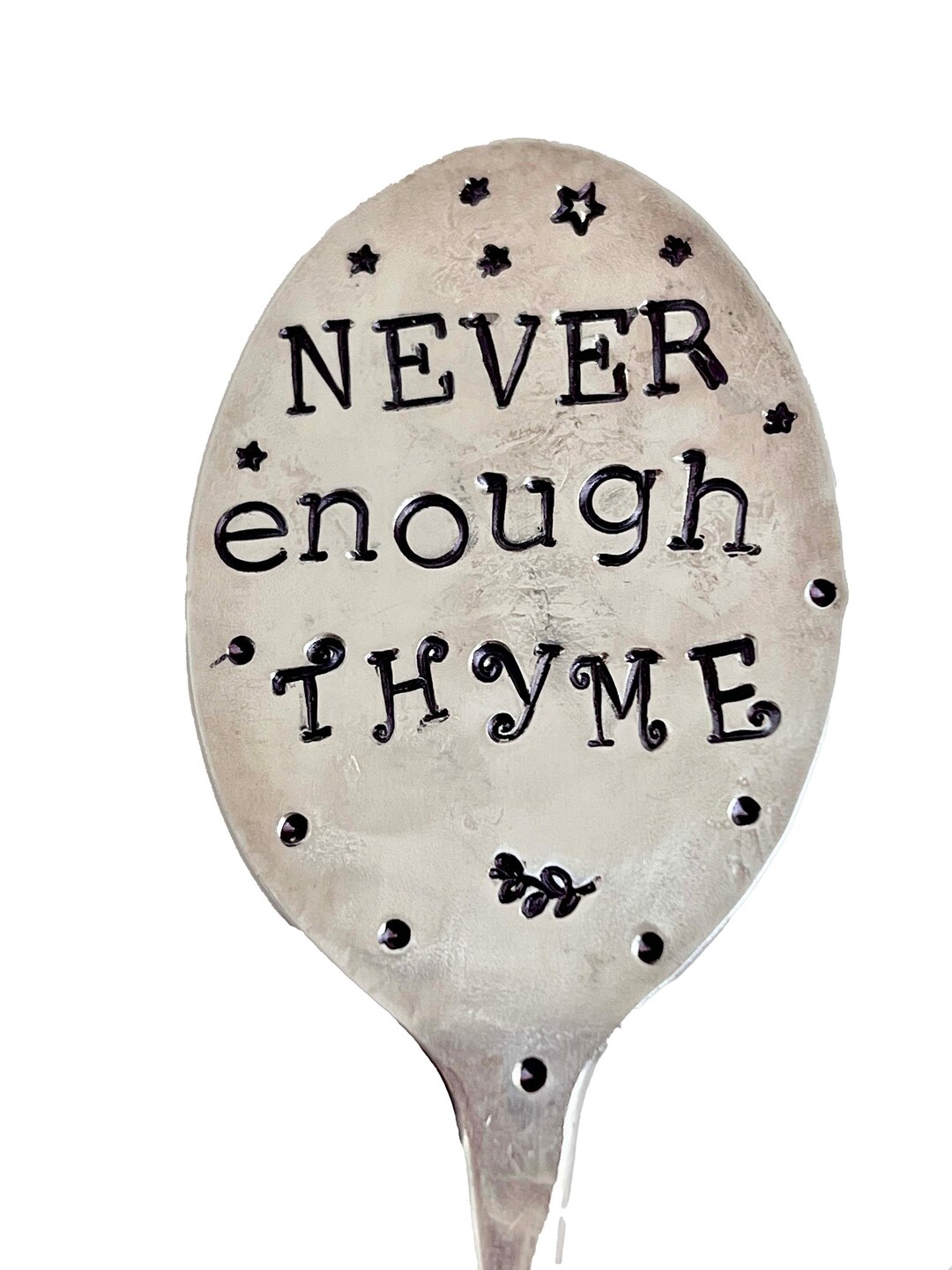 Funny Herb Marker, Never Enough Thyme, Hand Stamped Spoon, Garden Plant Marker, Herb Box Gourmet ...