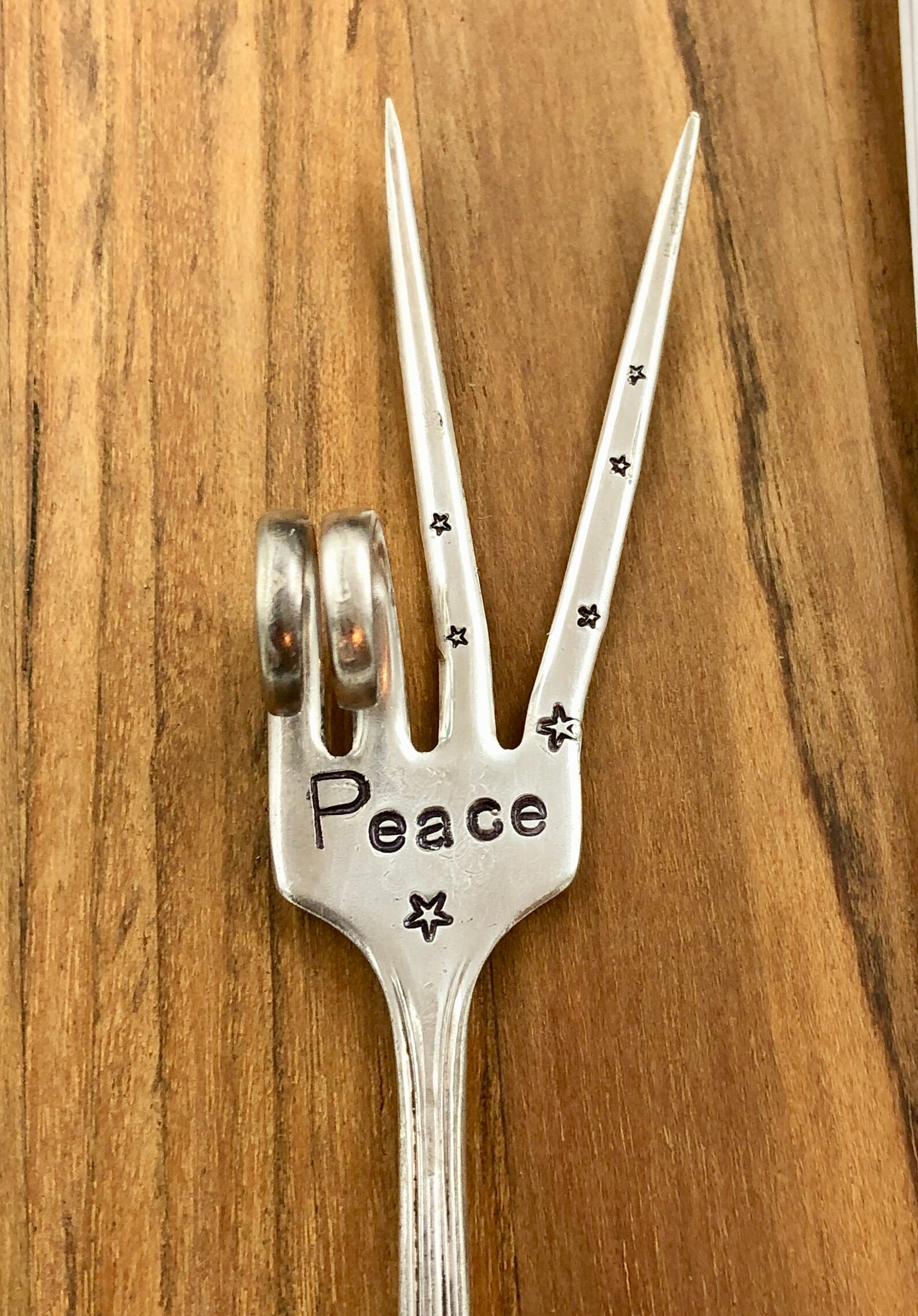 PEACE Sign Fork Garden Marker With STARS Plant Label | Etsy