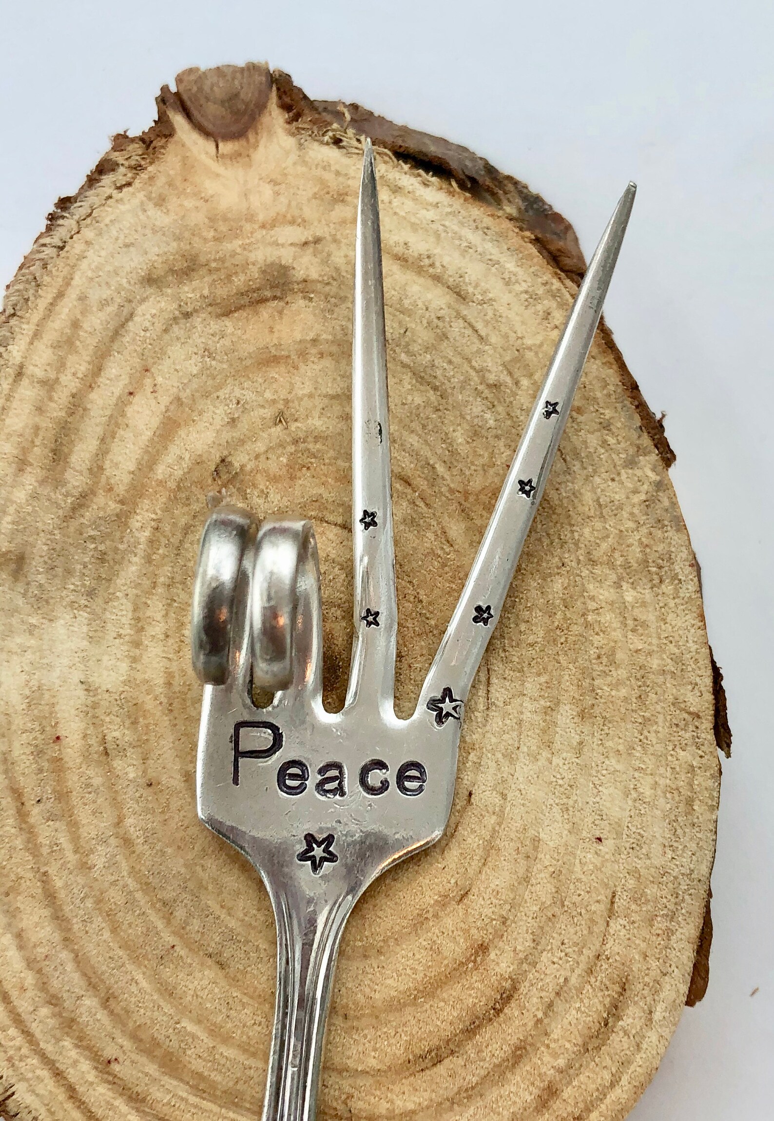PEACE Sign Fork Garden Marker With STARS Plant Label | Etsy