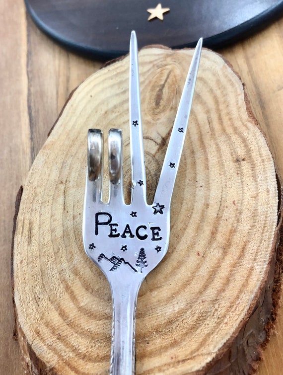 Garden Marker Sign Peace Sign With Mountains Trees Stars | Etsy