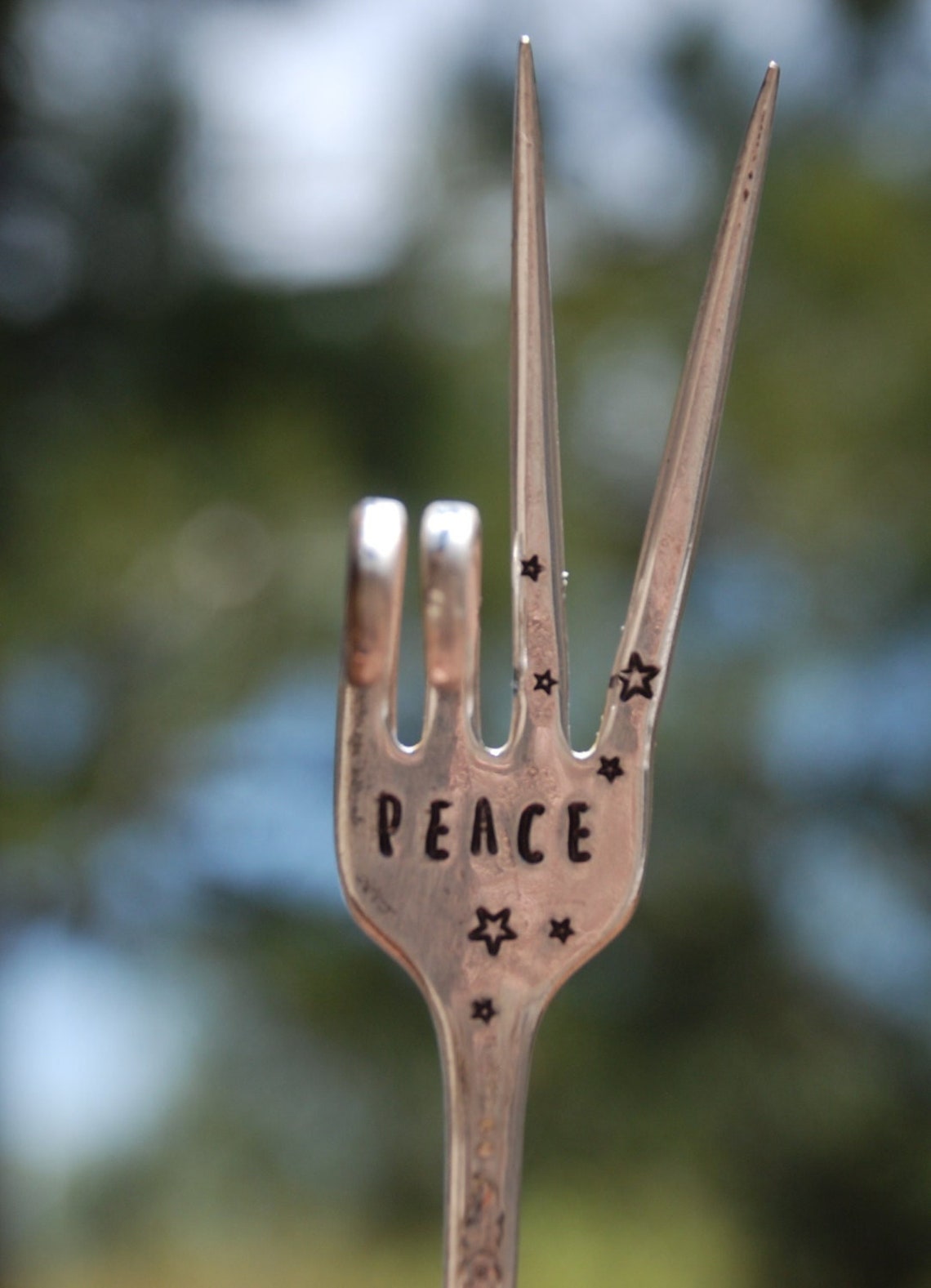 Plant Stake Garden Marker PEACE Sign Fork Garden Marker Art - Etsy