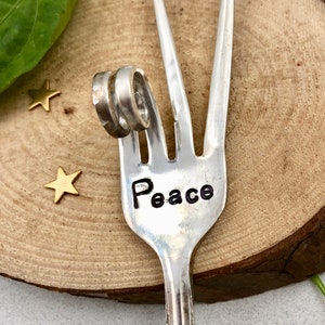 Garden Marker Sign, Peace Sign Made From Recycled Silver Plate FORK ...