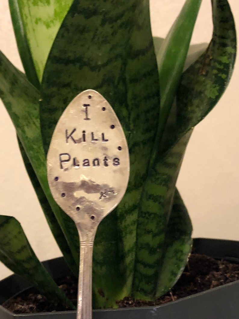 I KILL PLANTS Stamped Spoon, Garden Marker, Funny Plant Sign Marker ...