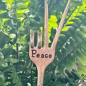 Garden Marker Sign Stamped PEACE SIGN FORK, Gardening Flower Pot Stake ...