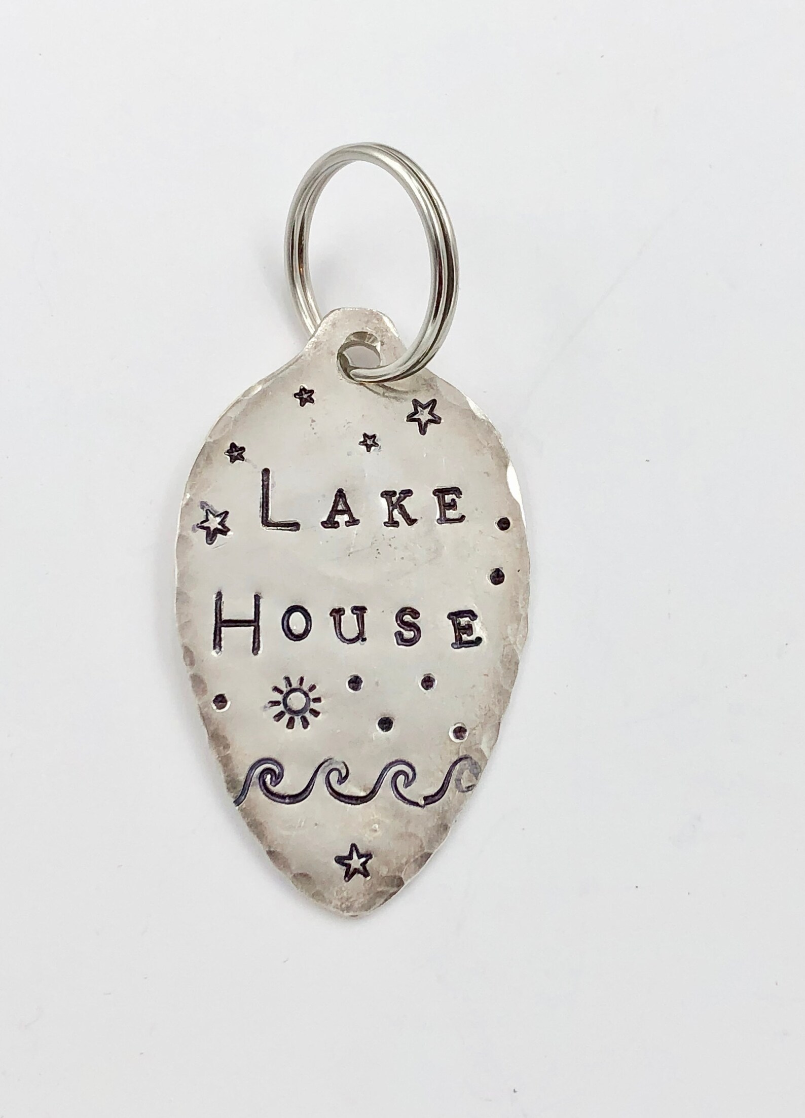 LAKE HOUSE Keychain Silver Plate Spoon Stamped Key Ring | Etsy