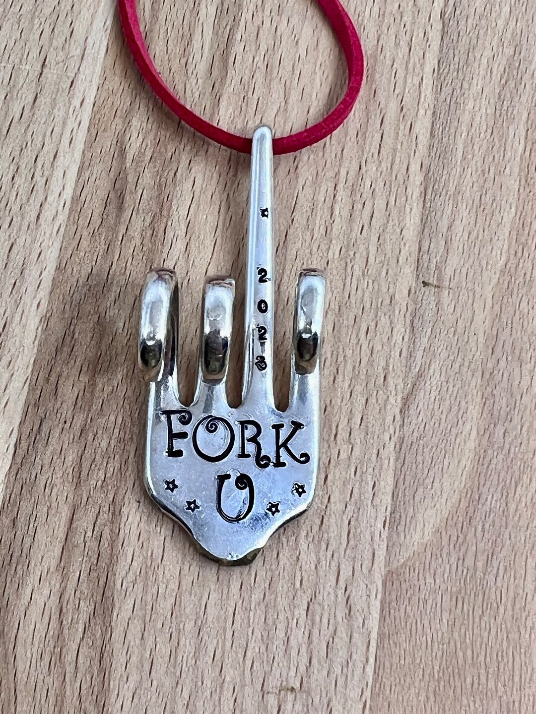 Funny Ornament Fork You Silly Gift, 2023 Twisted Fork With One Tine Up ...