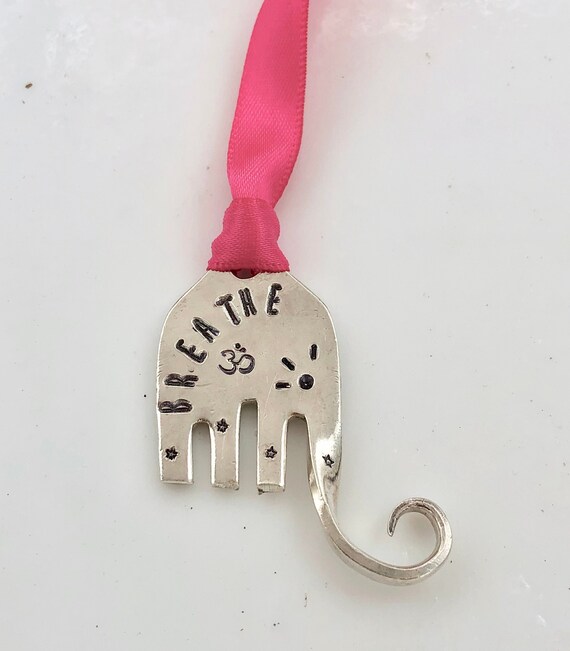 Elephant Ornament BREATHE With OHM Symbol Small Holiday - Etsy