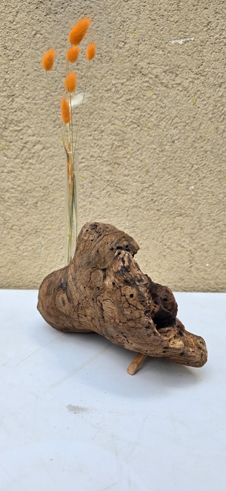 Natural Wood Vase, Organic Sanded Surface, Office Decor, Flower ...