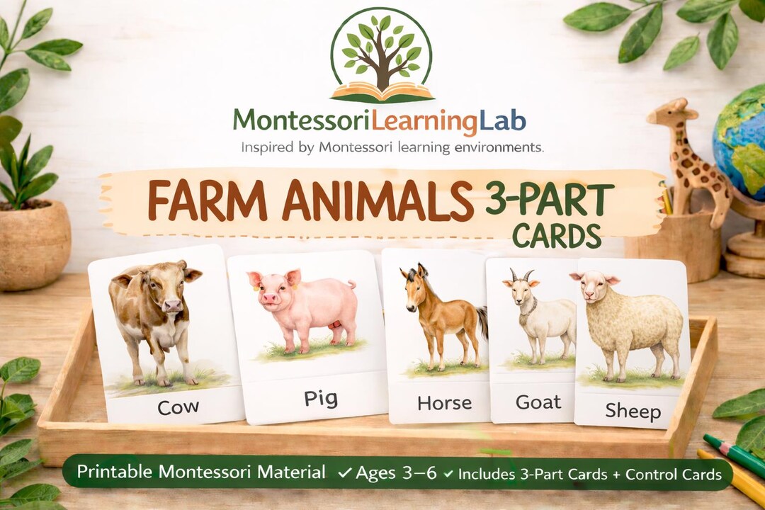 Montessori Farm Animals 3-part Cards Printable | Montessori Farm ...