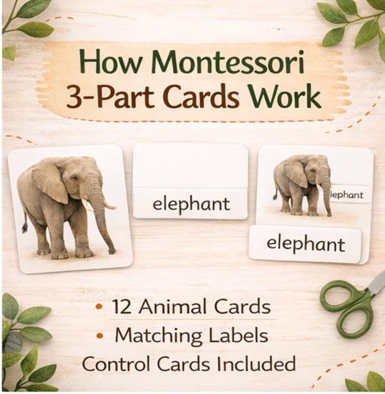 Montessori Animal 3-part Cards | Montessori Matching Game | Toddler ...