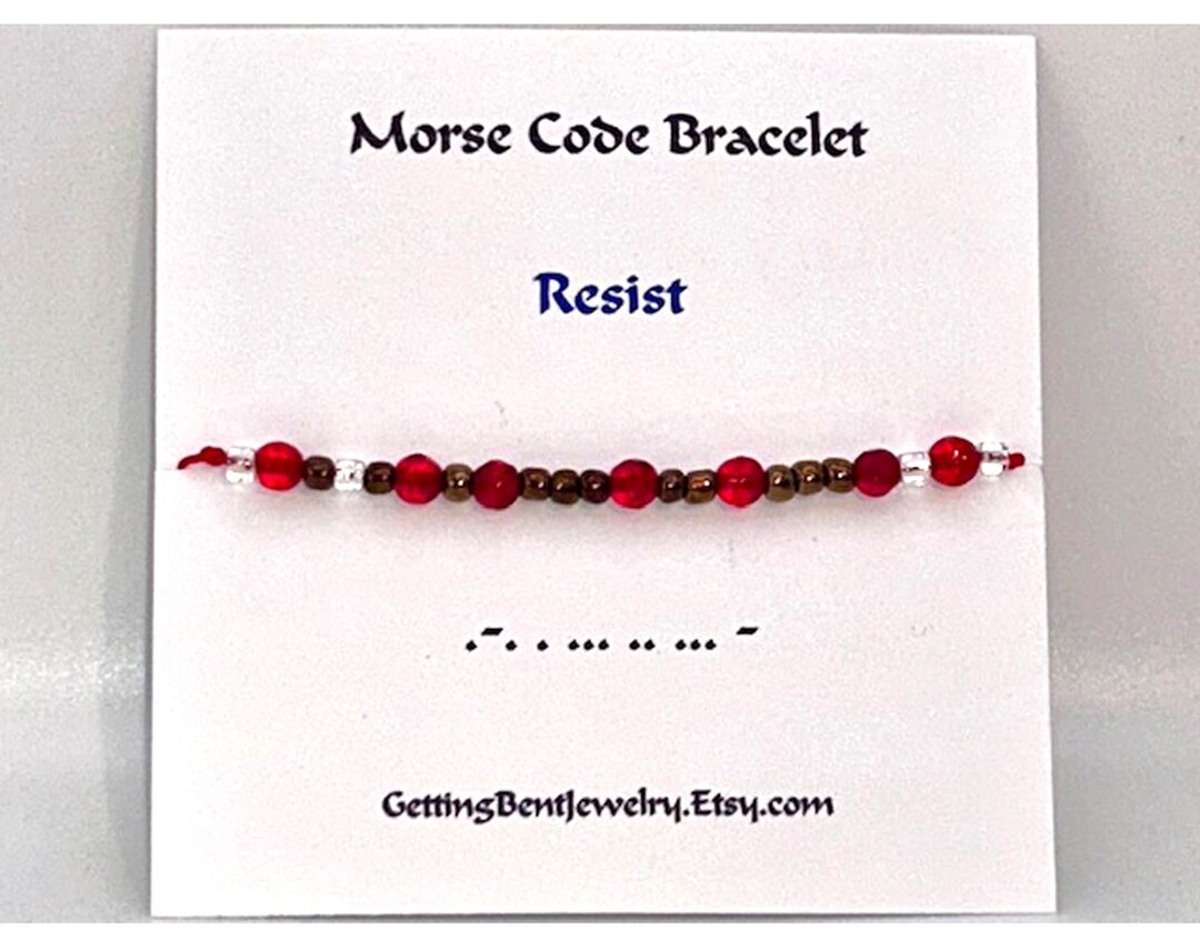 Custom Morse Code Bracelet – 1880s Victorian Red Glass Beads ...
