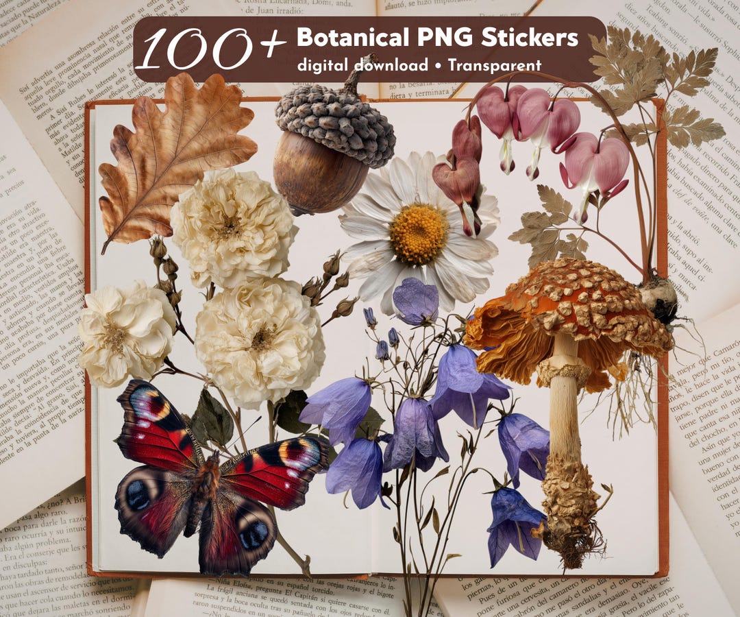 100+ Realistic Botanical Digital Stickers, Goodnotes Stickers for ...