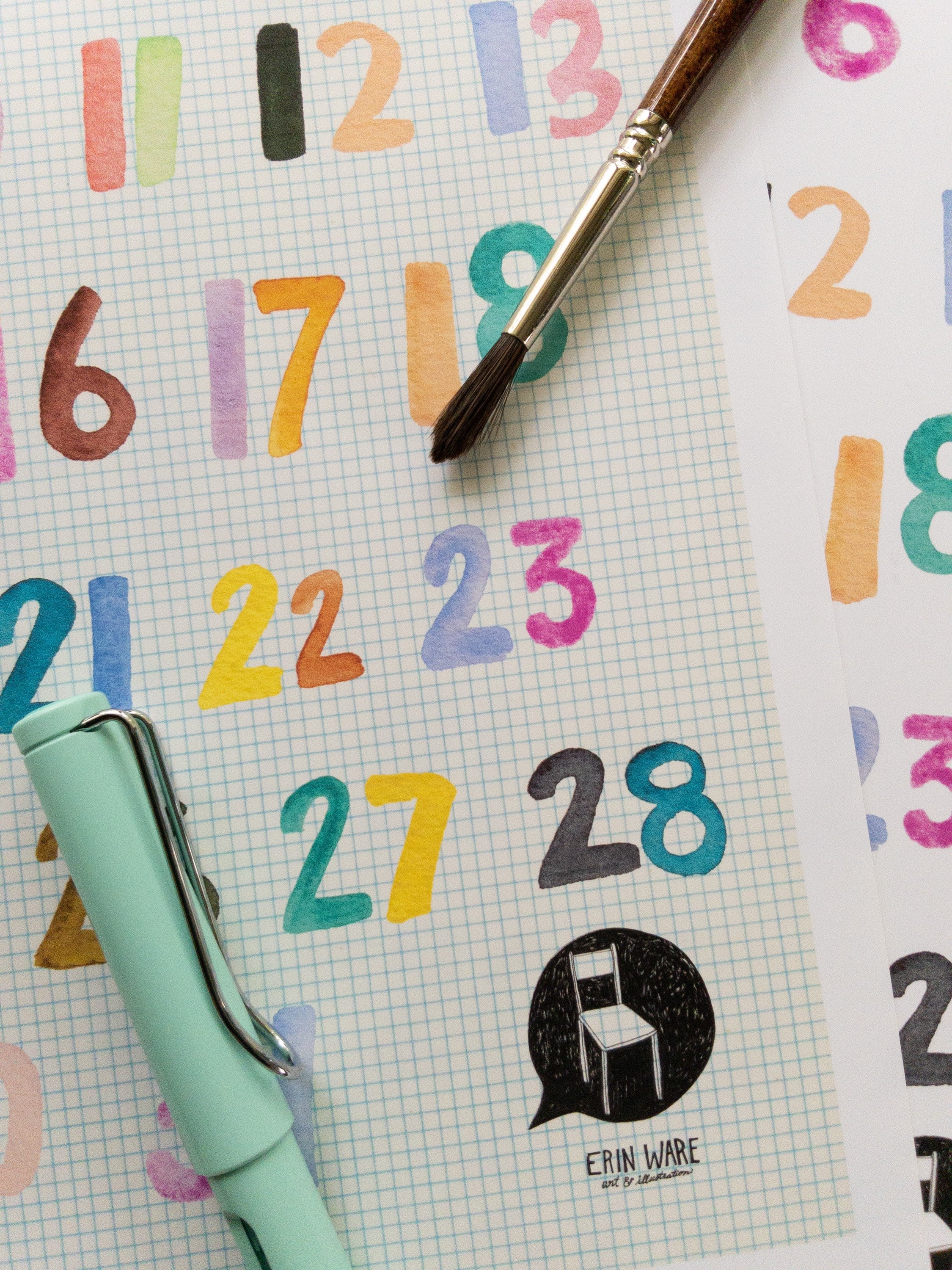 Watercolor Date Numbers Printable Journal Ephemera - Etsy