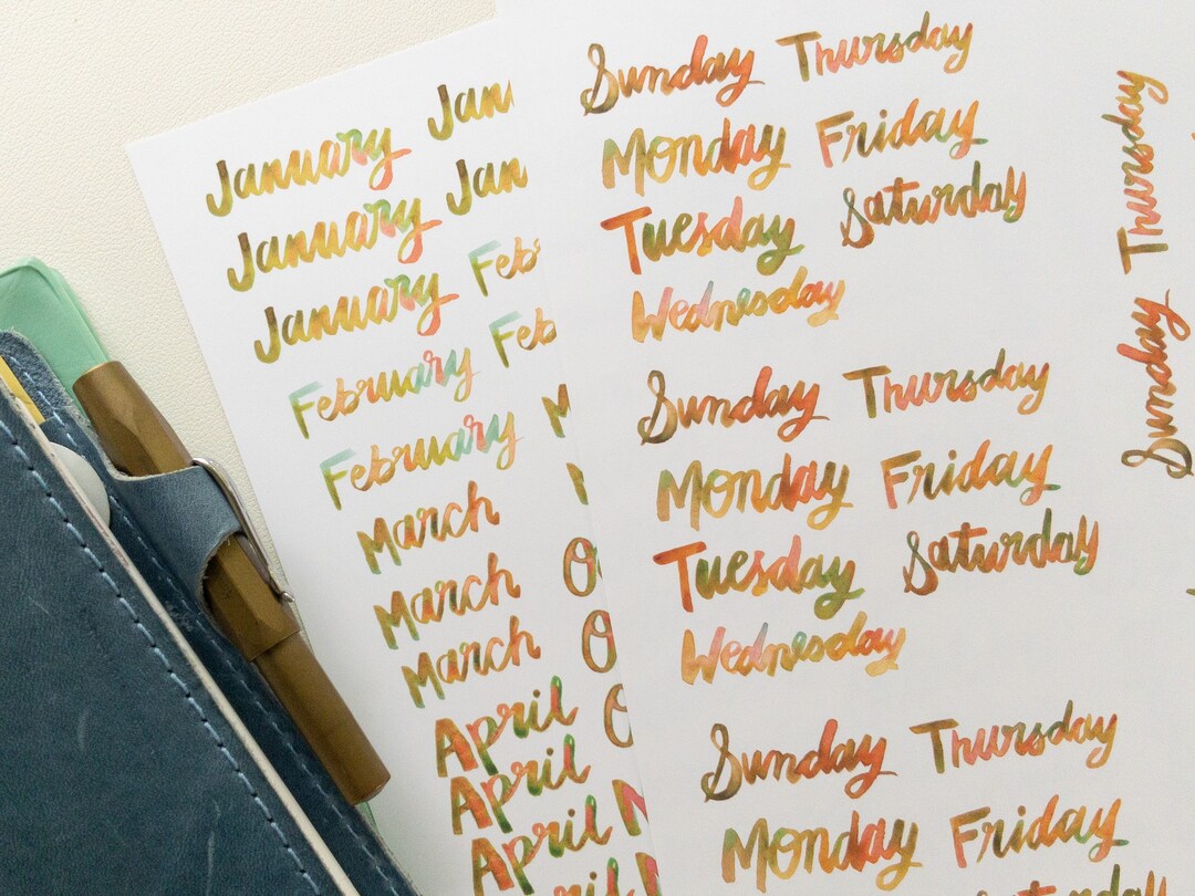 Months and Days of the Week Watercolor Printable Planner and Journaling ...