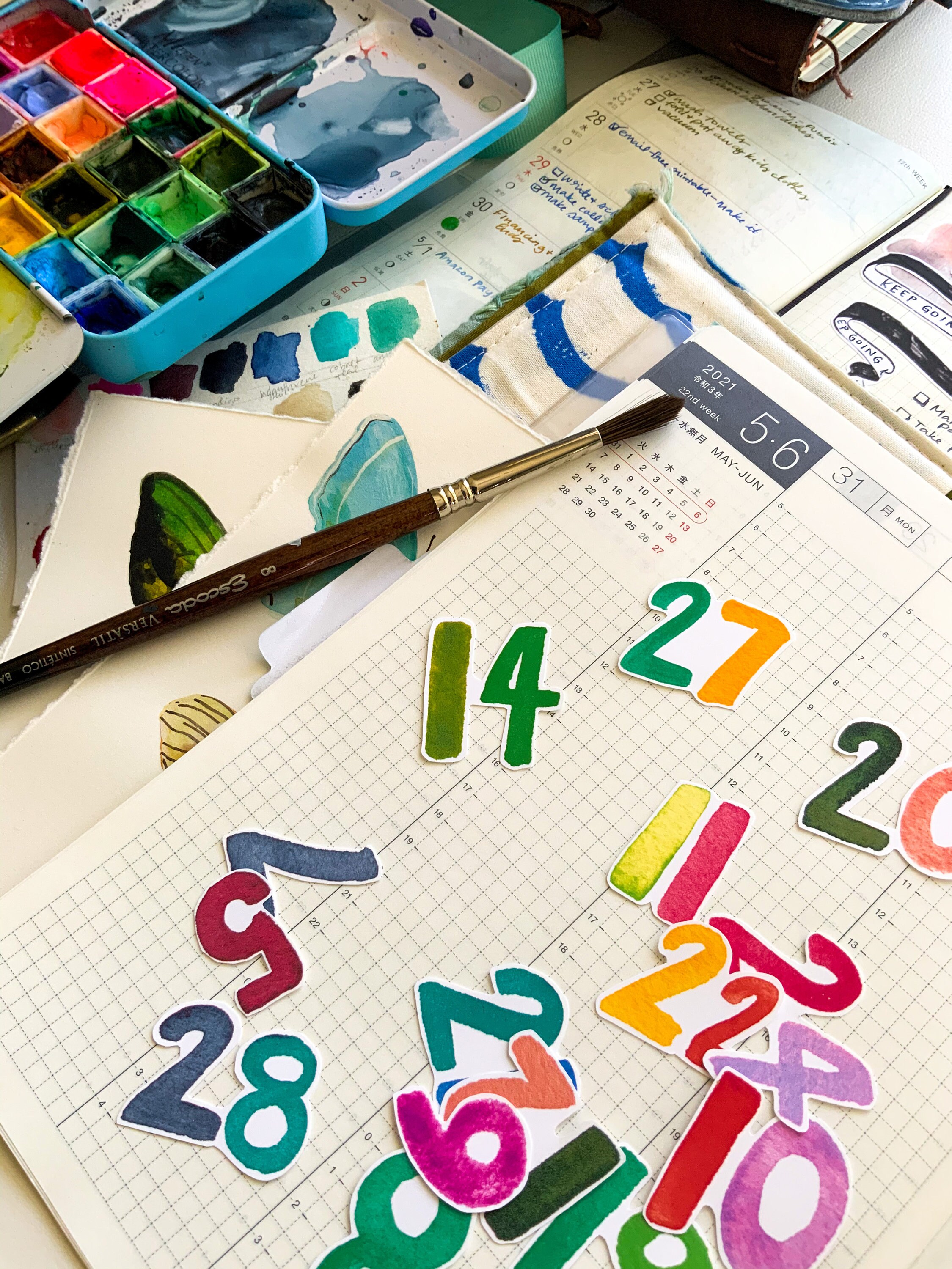 Watercolor Date Numbers Printable Journal Ephemera - Etsy