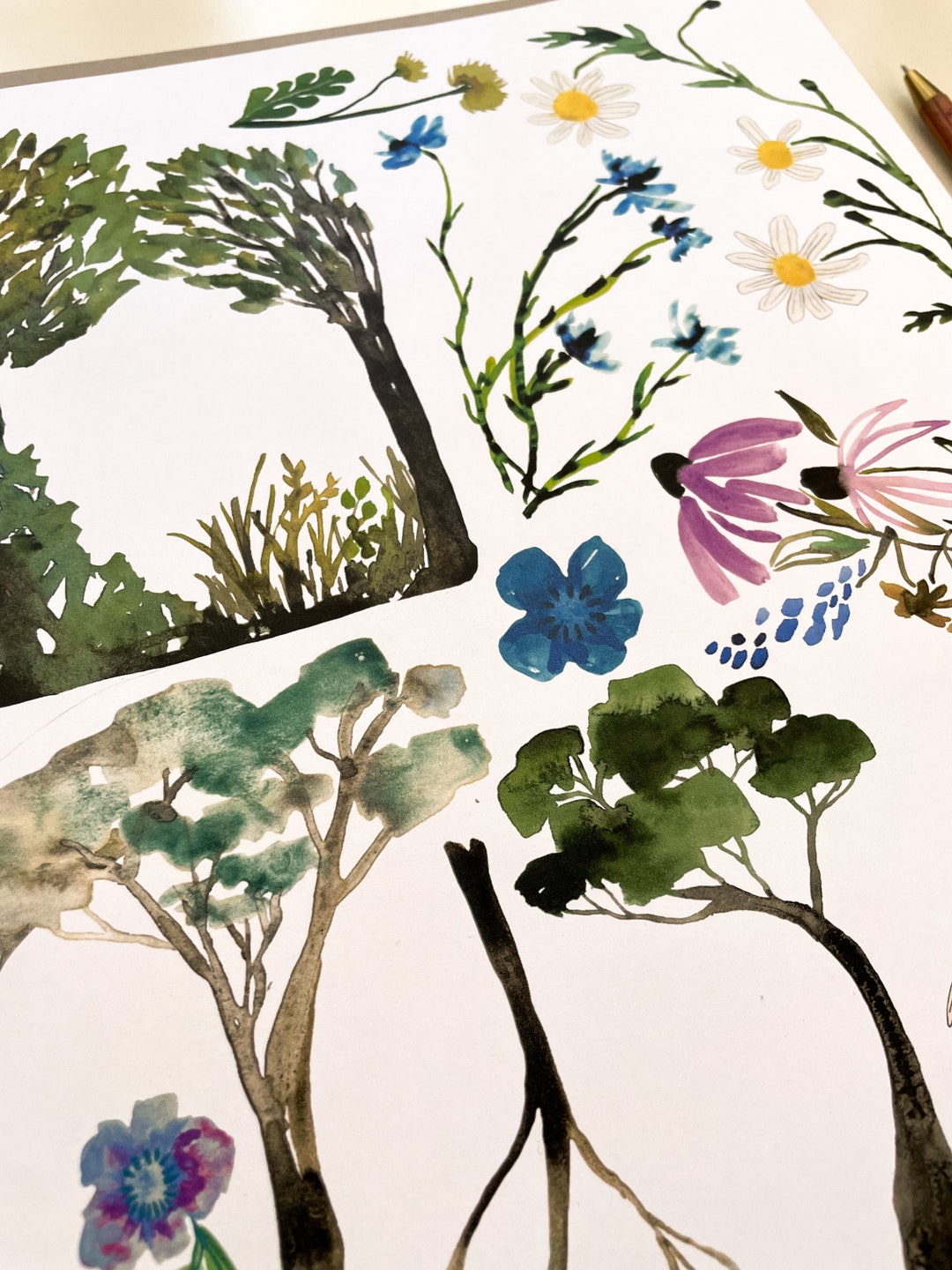 Late September Magic Printable | Tree Illustration | Botanical Painting ...