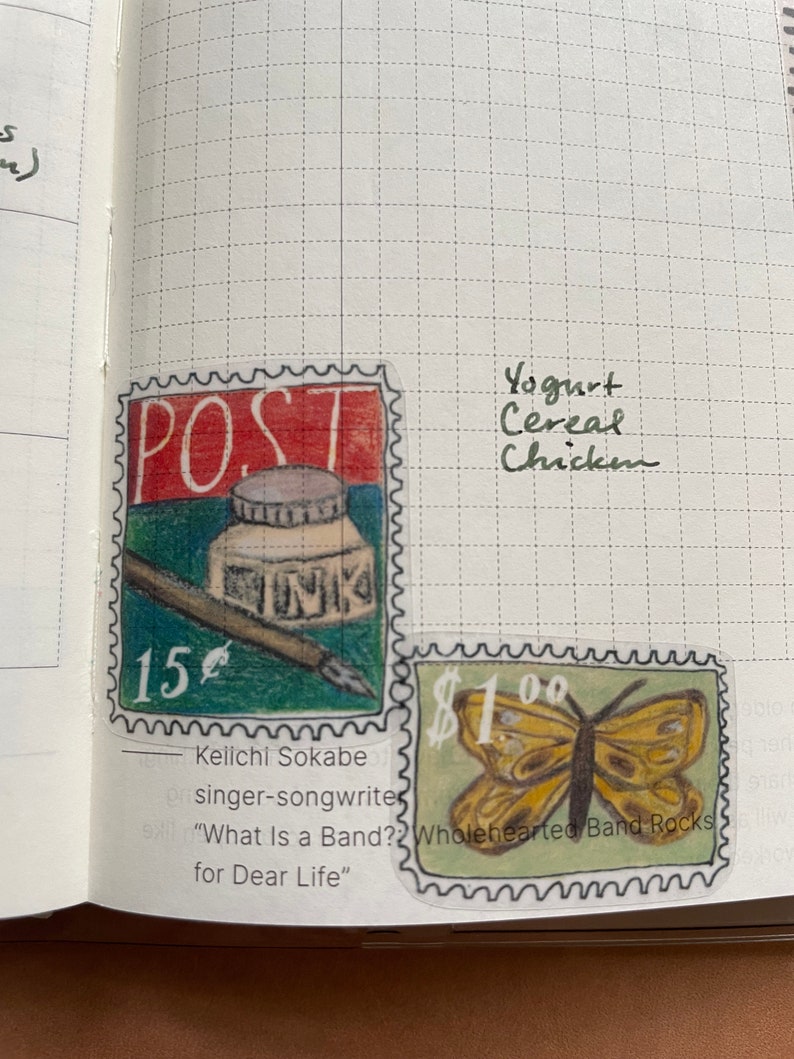 Postage Stamp Printable Stickers, Mail Art Stamp Illustrations, Pen Pal ...