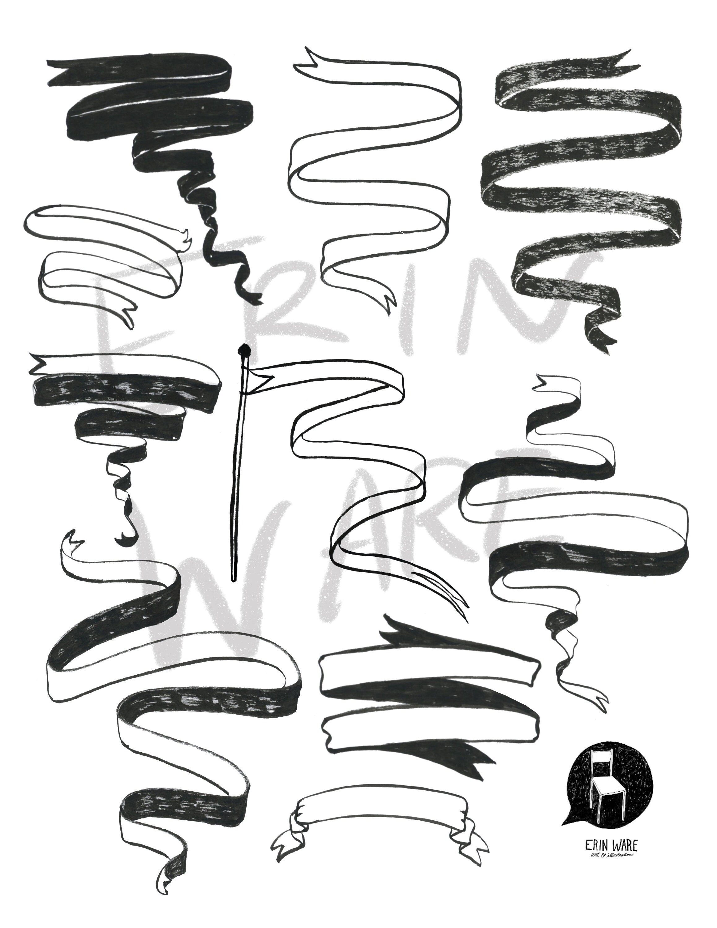 Black and White Hand-drawn Banners - Etsy