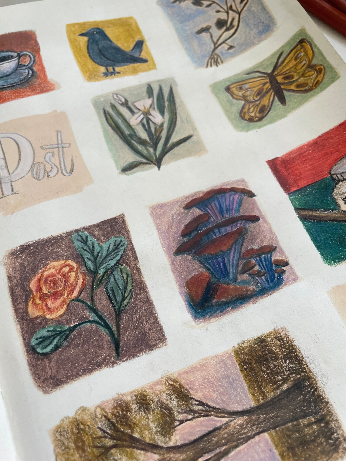 Postage Stamp Printable Stickers, Mail Art Stamp Illustrations, Pen Pal ...