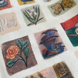 Postage Stamp Printable Stickers, Mail Art Stamp Illustrations, Pen Pal ...